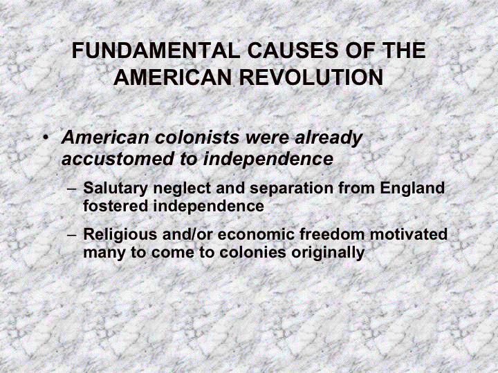 Salutary Neglect Apush